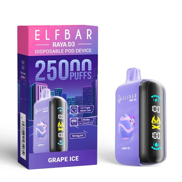 Elf Bar Raya D3 Disposable Vape 25000 Puffs - Grape Ice – VapeBro