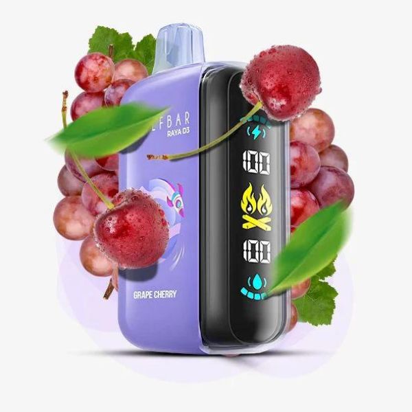Elfbar Raya D3 Disposable Vape - Grape Cherry – VapeBro